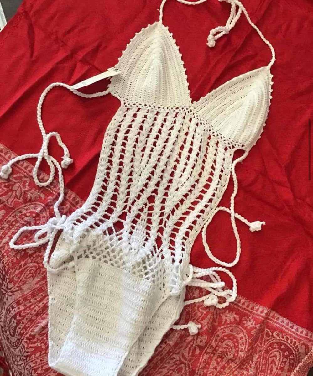Crochet V Neck Bathing Suit – Mystic Closets